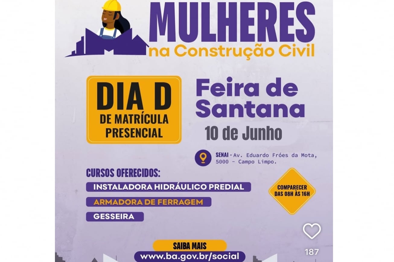 Inscrições para cursos do projeto Mulheres na Construção Civil são ...